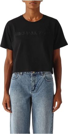 Michael Kors Femme, Tops, Noir, Taille: 38 FR Logo Embossed Cotton T-Shirt