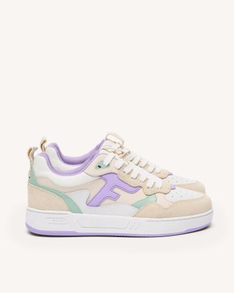 Faguo Baskets blanches & violet clair cuir