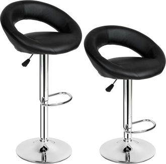 TecTake Lot 2 tabourets de bar cuir synthétique Hauteur dassise 63-83cm noir