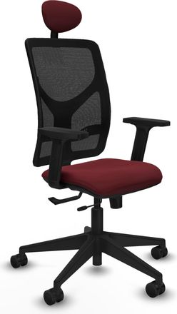 Piqueras y Crespo Telefonstuhl mit 2D-Armen, h&ouml;henverstellbare Lendenwirbelst&uuml;tze und festes Kopfteil, ausgestattet mit Syncro/Traslack und Schneideschaum, Schwarz/Kast