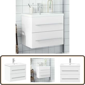 vidaXL Armoire lavabo de salle de bain avec bassin intégré blanc - Meuble Lavabo Salle De Bain - Meuble Vasque - Meuble Rangement Salle De Bain - Lavabo