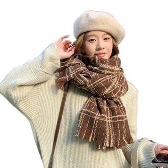 Generic QXDZSW &Eacute;charpe imitation cachemire pour femme - Sensation dhiver - Ch&acirc;le chaud - Mignon et polyvalent - &Eacute;charpe &agrave; carreaux pour femme, Scarf48, 200x65