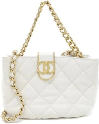 Chanel Sac bandouli&egrave;re en cuir dagneau Pre-owned - Femme - Pre-owned - Blanc - Taille: ONE Size
