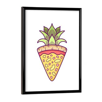 artboxONE Poster mit schwarzem Rahmen 18x13 cm Essen & Trinken Pineapple Pizza Coat of Arms - Bild Pineapple