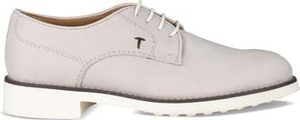 Tod's Beige Leather Derby Shoes With Design - Gr. 39,5 (EU) - in Wei&szlig;