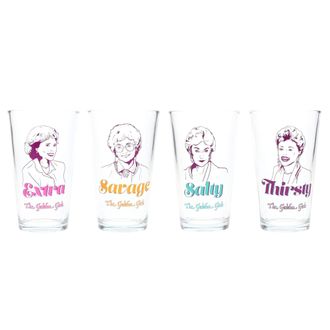 Silver Buffalo Golden Girls Line Art Salty Thirsty Extra Savage 4-teiliges Pint-Glas-Set, 473 ml