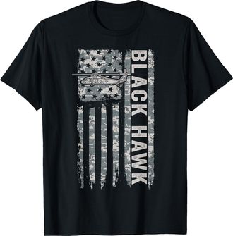 The Salty Veteran Blackhawk Amerikanische Flagge Milit&auml;r Hubschrauber Blackhawk T-Shirt