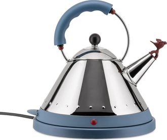 Alessi MG32 AZ Elektrischer kabelfreier Wasserkessel (Edelstahl und thermoplastisches Harz) hellblau