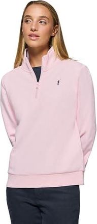 Polo Club Sweatshirt Rose pour Femme avec Fermeture &agrave; Demi-Zip 100% Coton - Sweatshirt &agrave; Manches Longues avec Logo