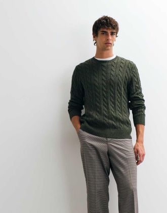 Polo Ralph Lauren sweat-shirt en coton &agrave; logo icon et torsades, vert fonc&eacute;-Gris