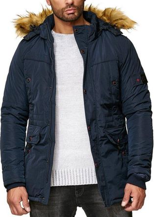 Reslad Winterjacke Herren Jacke Winter-Jacke Herren-Parka Kapuzen-Jacke Fell-Kragen Anora warme gesteppte Jacke mit Kapuze