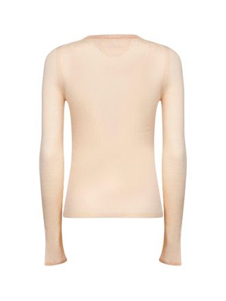 Chlo&eacute; Womens Buttoned Ribbed Wool Sweater Bleached Orange Virgin Polo Tops