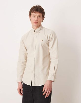 Polo Ralph Lauren Lang&auml;rmliges Hemd in Beige mit Markenlogo-Neutral