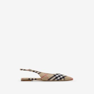 Burberry Slingback-Ballerinas Dame in Check, Size: 37.5