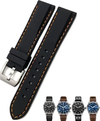 Generic 20mm 21 mm 22mm Gummi -Silikon Schwarz Blue Watchb&auml;nder f&uuml;r IWC Pilot 18 Uhren Sportgurt