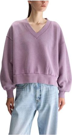 Bellerose Femme, Sweatshirts et sweats &agrave; capuche, Violet, Taille: 42/44 FR Varola V-neck SweaT-shirt