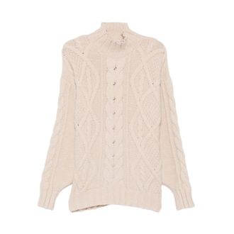 Akep Lupetto Trecce - - Knitwear - Damen - Beige - M