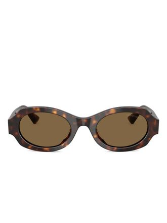 Giorgio Armani lunettes de soleil &agrave; effet &eacute;cailles de tortue - Marron