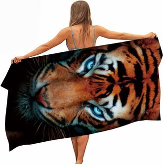 Generic Strandtuch Groß 100X200 cm Tiger Mikrofaser Schnelltrocknend Badetuch Strandhandtuch Sauna Badehandtuch Yoga Handtuch Strandtücher Strandlaken Für Kin