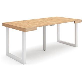 Skraut Home Ausziehbarertisch, Multifunktionaler ausziehbarer, 180, F&uuml;r 8 G&auml;ste, Massivholz Beine, Moderner Stil, Eiche - Skraut Home