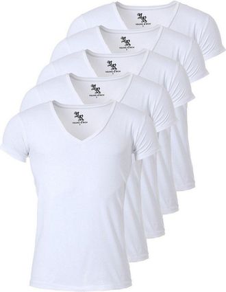 Young & Rich T-Shirt Herren Uni Basic 1315 extra tiefer Ausschnitt 5er Pack (5er-Pack, 5-tlg., 5er-Pack) V-Ausschnitt unifarben kurzarm slim fit
