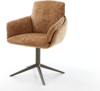 DELIFE Drehstuhl Luan-Flex mit Armlehnen Chenille Rost Fu&szlig;kreuz Effektfinish Titan 360&deg; drehbar Wippfunktion, Esszimmerst&uuml;hle