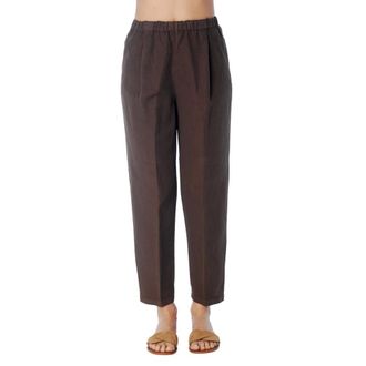 Rosso35 Rosso35, Femme, Pantalons, Brun, Taille: 44 FR Pantalon en lin et coton teint pi&egrave;ce