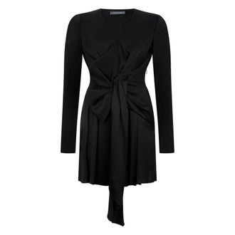 Alberta Ferretti Robe &Eacute;l&eacute;gante &agrave; Manches Longues et Drap&eacute;s - Femme - Robes - Noir - Taille: 36 FR