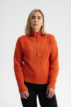 Mela Damen vegan Troyer Rippstrick Kimaya Orange Ziegel