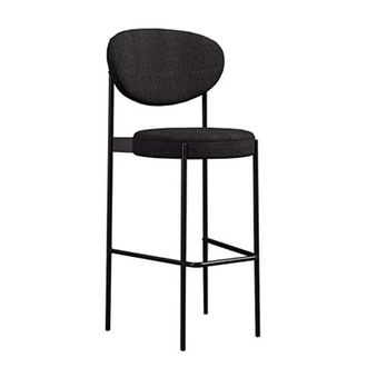 Generic Barhocker mit R&uuml;ckenlehne, moderner Lounge-Barhocker mit hoher Sitzfl&auml;che, atmungsaktive Vorderkante aus Baumwolle und Leinen, Metallgestell mit Fu&szlig;st