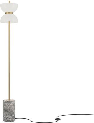 Maytoni Maytoni Kyoto Lampadaire moderne dor&eacute; et gris 3000K 1300lm abat-jour blanc