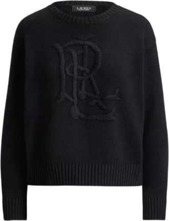 Ralph Lauren Tricot col rond avec logo maxi - Femme - Pulls - Noir - Taille: 40 FR