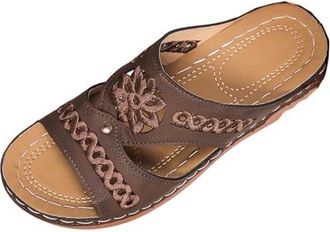 Generic Pantoufles d&eacute;t&eacute; respirantes &agrave; enfiler &agrave; bout ouvert pour femme, classiques, &eacute;l&eacute;gantes, confortables, l&eacute;g&egrave;res, larges, sandales compens&eacute;es pour la plag