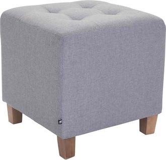 Clp Tabouret Bas Pharao Repose-Pieds Rembourré en Tissu I Tabouret Bas avec Coutures Décoratives I Pouf Carré avec Pieds en Bois, Couleur:Gris Clair