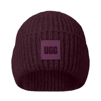 UGG Damen Chunky Rib with Logo Beanie, Wilde Traube, Einheitsgröße