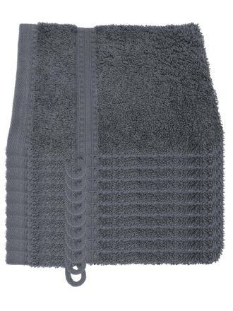 Julie Julsen Bio Waschhandschuh-Set, 10 Waschhandschuhe in 32 Farben erh&auml;ltlich weich und saugstark Anthrazit 15x21 cm