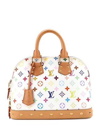 Louis Vuitton Mehrfarbige Alma PM Satchel-Tasche mit Monogramm - Wei&szlig;