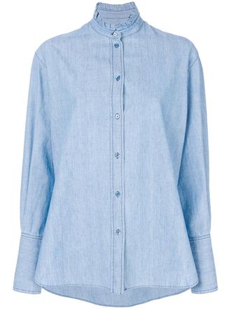 Alexander McQueen Hemd mit R&uuml;schen - Blau