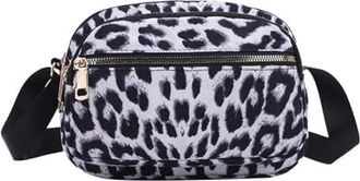 Generic Cymwer Sac &agrave; bandouli&egrave;re l&eacute;opard en faux daim avec fermeture &eacute;clair pour appareil photo pour femme (noir)