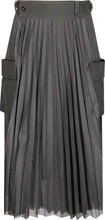 sacai Jupe Midi - Marron Clair