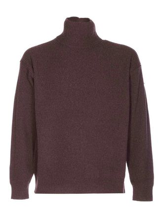 Auralee Pull Col Roul&eacute; - Marron