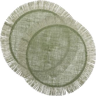 OSALADI 2 St&uuml;ck Rundes Gewebtes Tischset Isolierte Topfunterlage Hitzebest&auml;ndige Tischmatte 38cm Gr&uuml;n Multifunktionale Platzsets f&uuml;r Haushalt und Esstisch