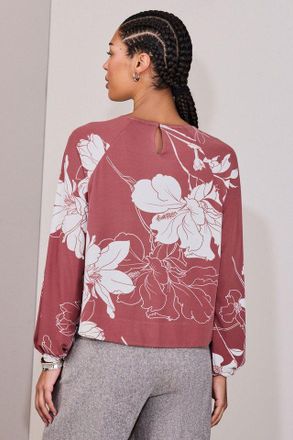 Next Langarmbluse Lang&auml;rmelige Bluse mit Drehdetail am Ausschnitt (1-tlg)