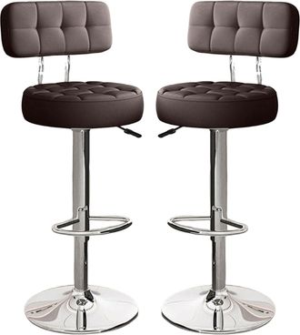 Generic Drehbare, H&ouml;henverstellbare Barhocker (2Er-Set), Gepolstert mit Pu-Leder und R&uuml;ckenlehne, Stabile Metallbeine, 60-80 cm Hoch, Ideal f&uuml;r K&uuml;cheninseln u