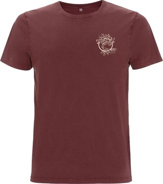 Life-Tree Shirt Fairwear Organic Logo Basic Shirt Men Stone Washed Red Olive