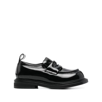 Moschino Schwarze flache Lederschuhe - - Shoes - Damen - Schwarzk - 37 EU