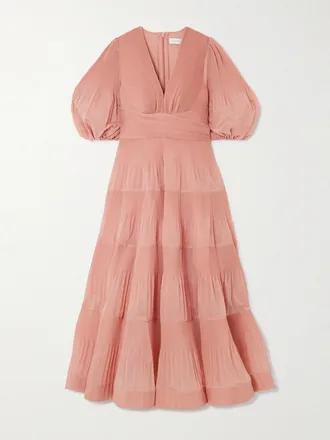 Zimmermann Robe Midi En Taffetas Pliss&eacute; - Rose