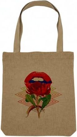 Fabulous Sac Shopping Tote Bag Aspect Lin - Fleurs Levres Botanique Collage Nature Fleurs Vintage Illustration Formes Geometrique Zoomer Streetweat - Sac de Co