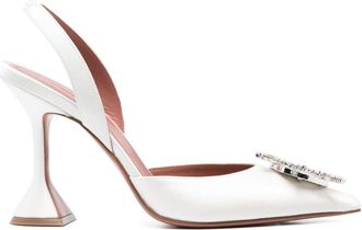 Amina Muaddi Begum Slingback-Pumps 95mm - Wei&szlig;