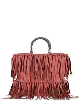 Bottega Veneta sac cabas &agrave; franges pre-owned (2024) - Rouge